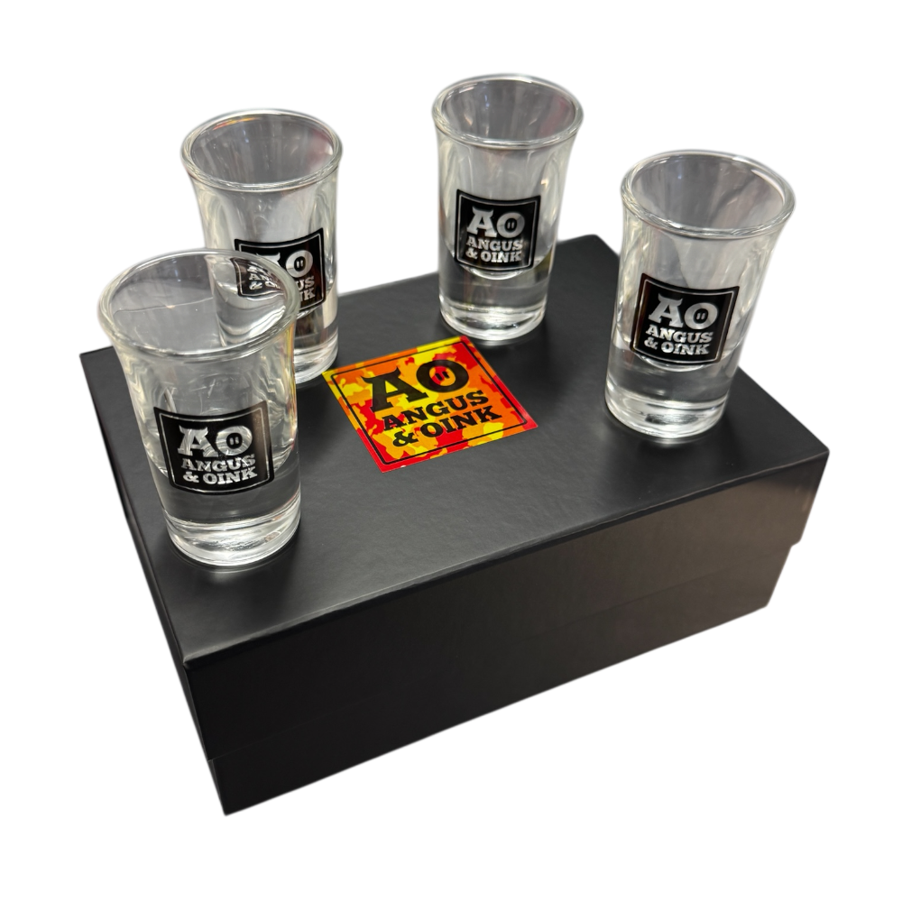 A&O Branded Shot Glass Gift Box - 4 Piece | Angus & Oink
